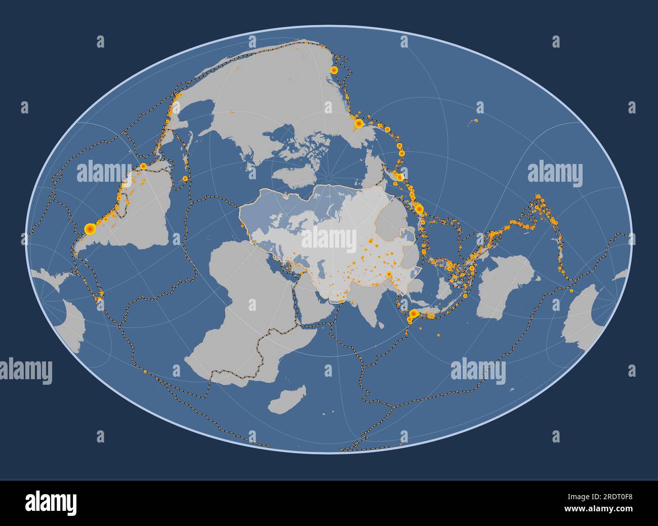 Eurasian Tectonic Plate On The Solid Contour Map In The Fahey Oblique Projection Centered