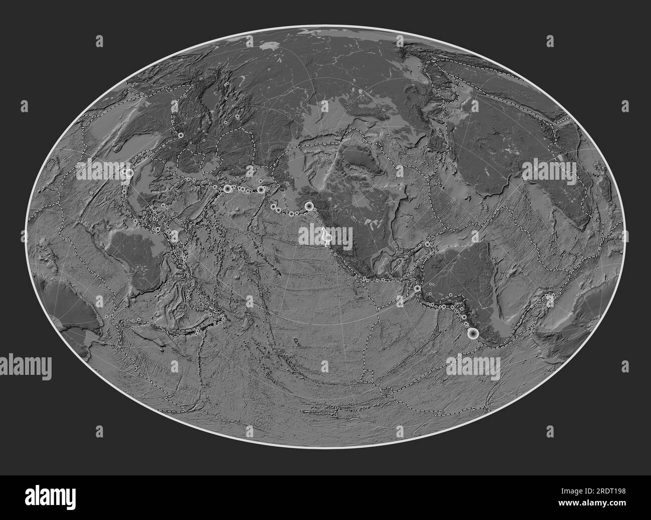 Juan De Fuca Tectonic Plate On The Bilevel Elevation Map In The Fahey Oblique Projection