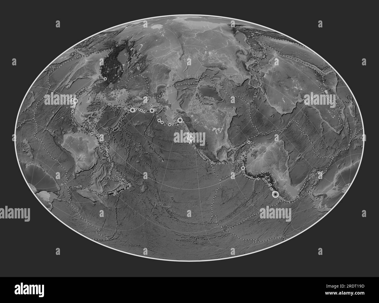 Juan De Fuca Tectonic Plate On The Grayscale Elevation Map In The Fahey Oblique Projection