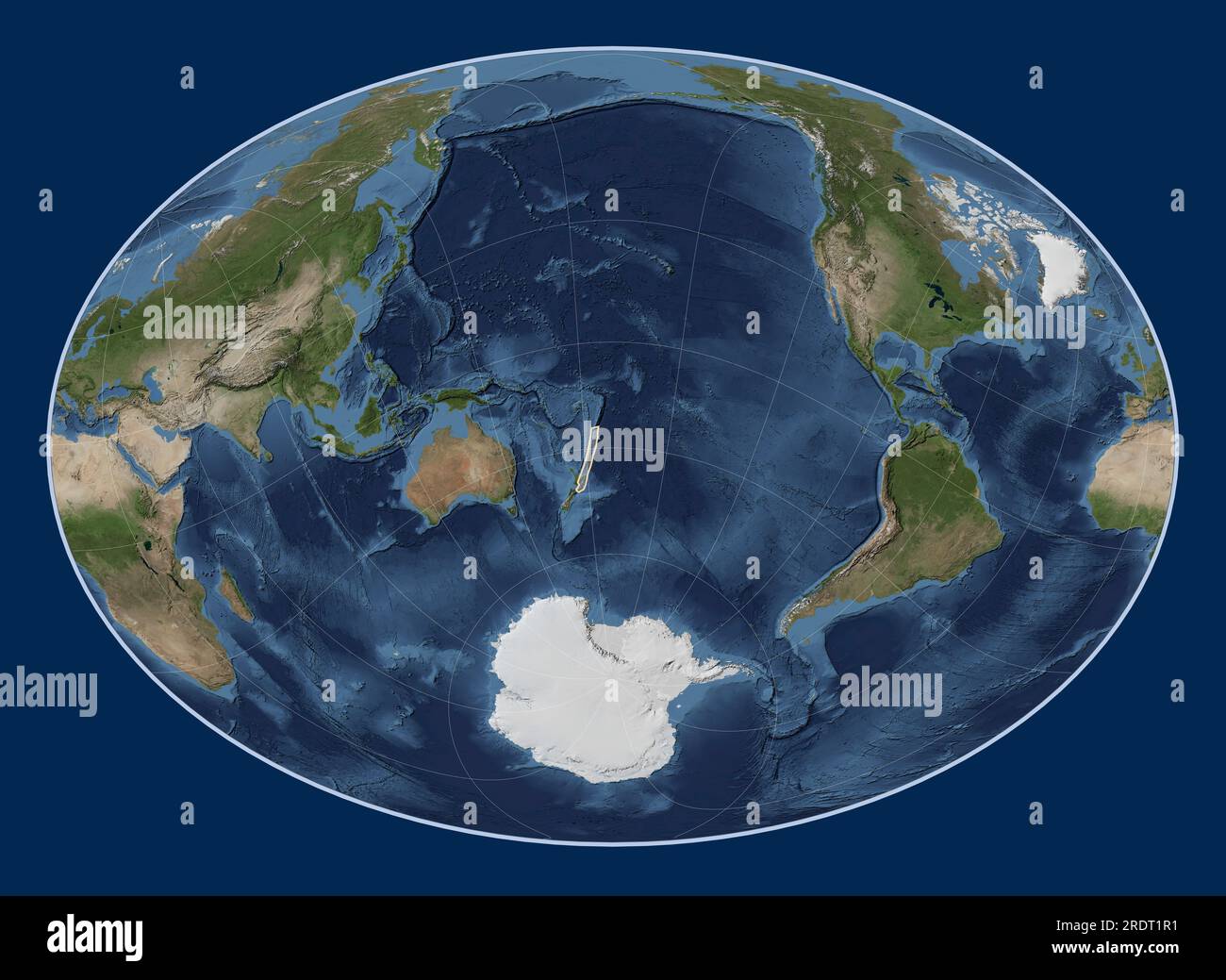 Kermadec tectonic plate on the Blue Marble satellite map in the Fahey ...