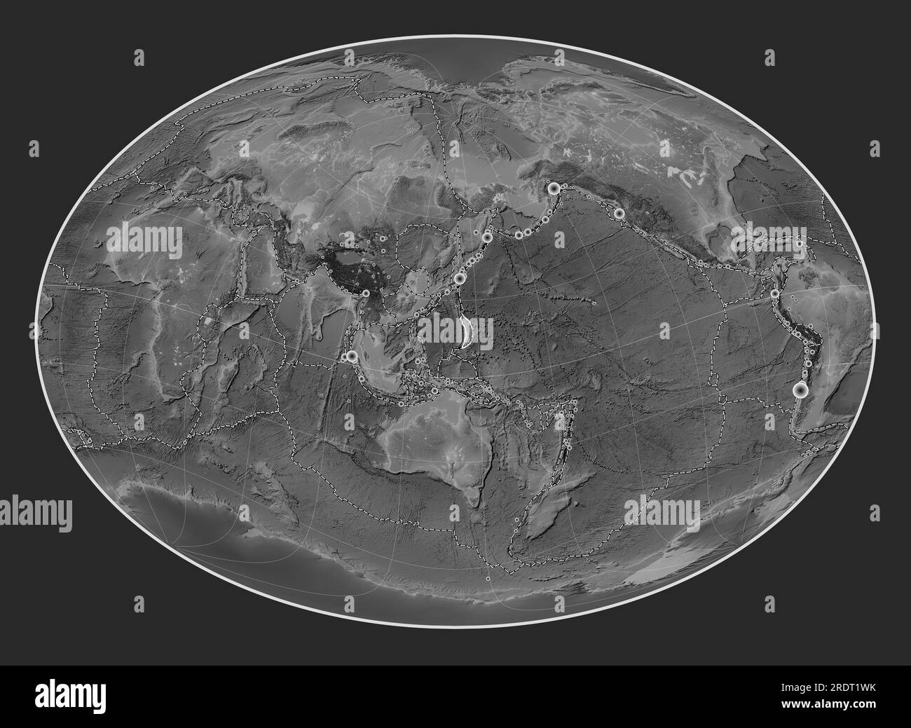 Mariana Tectonic Plate On The Grayscale Elevation Map In The Fahey Oblique Projection Centered