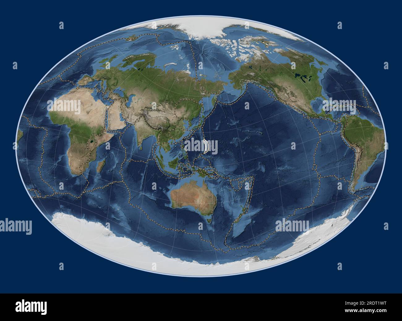 Mariana Tectonic Plate On The Blue Marble Satellite Map In The Fahey