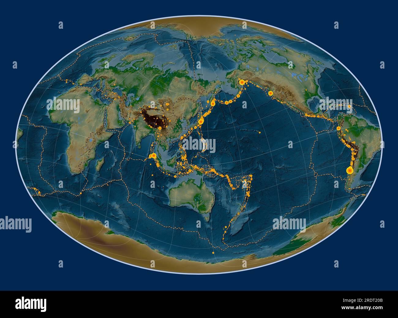 Mariana Tectonic Plate On The Physical Elevation Map In The Fahey Oblique Projection Centered