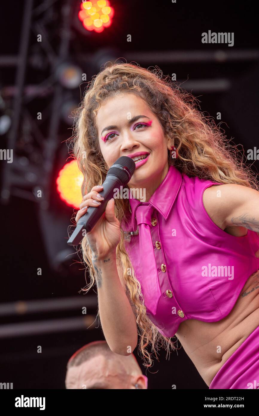 Rita Ora performing live at London Pride 2023 in Trafalgar Square ...