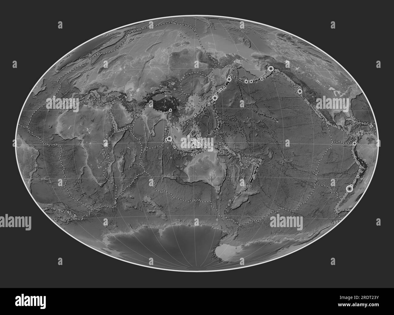 Molucca Sea tectonic plate on the grayscale elevation map in the Fahey ...