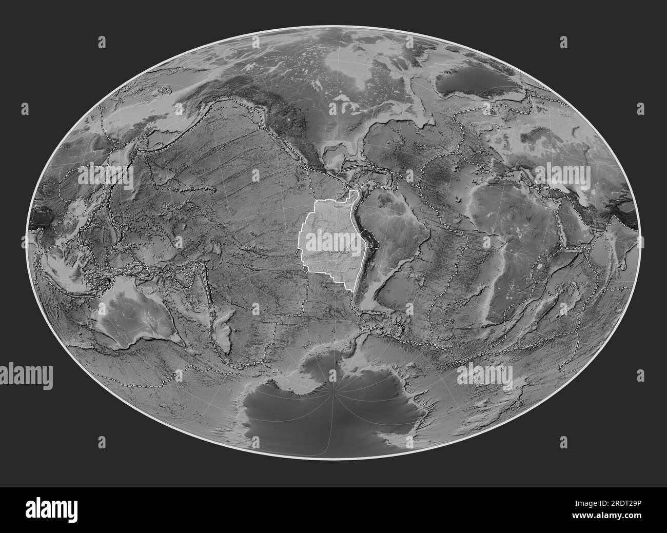 Nazca tectonic plate on the grayscale elevation map in the Fahey ...