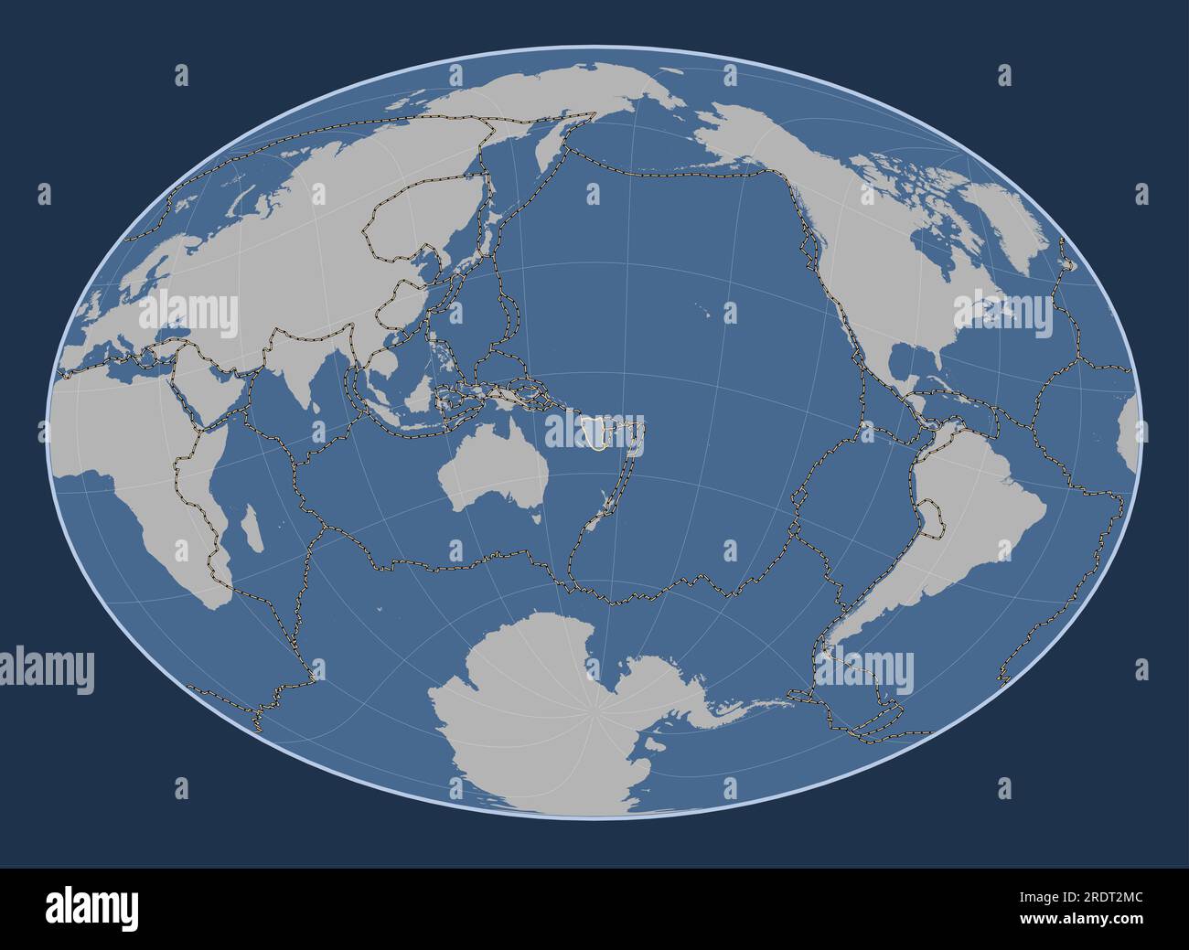 New Hebrides tectonic plate on the solid contour map in the Fahey ...