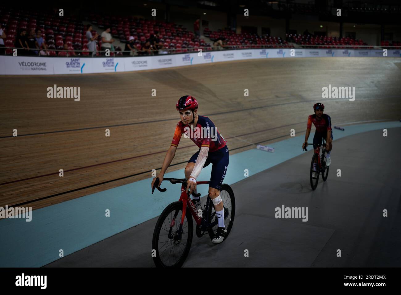 Spain's Carlos Rodriguez, who crashed in the 20th stage, arrives at the ...
