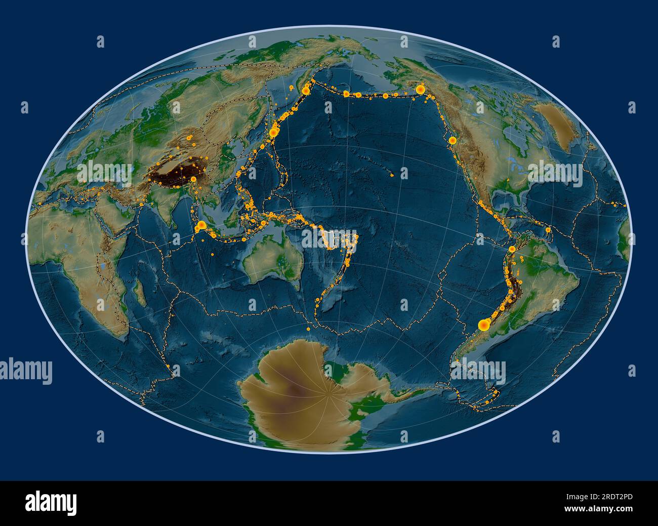 New Hebrides tectonic plate on the physical elevation map in the Fahey ...