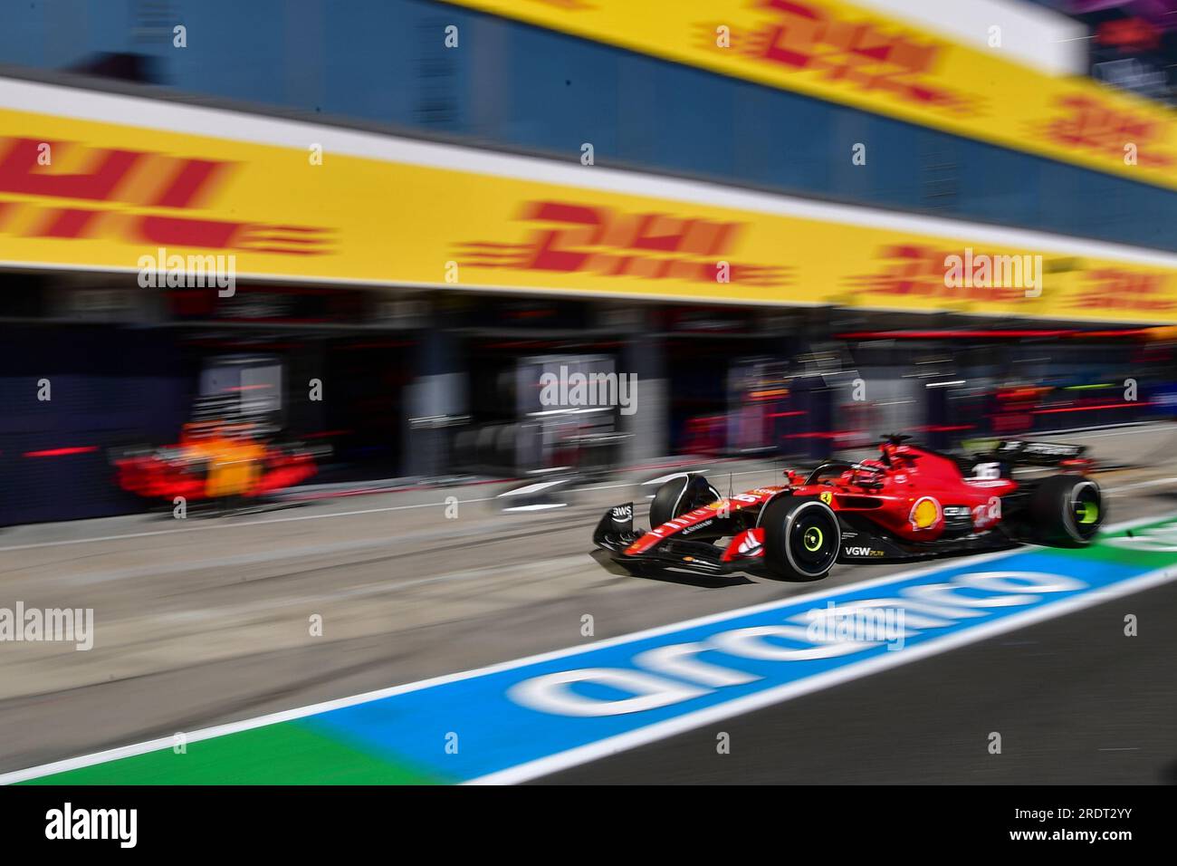 Monaco's Formula One driver Charles Leclerc of Scuderia Ferrari steers ...