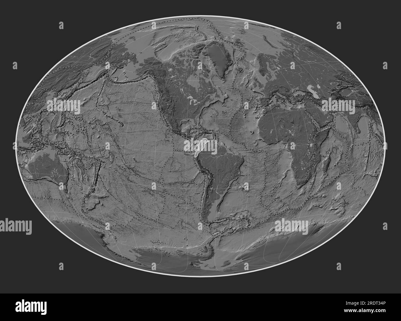 North Andes tectonic plate on the bilevel elevation map in the Fahey ...