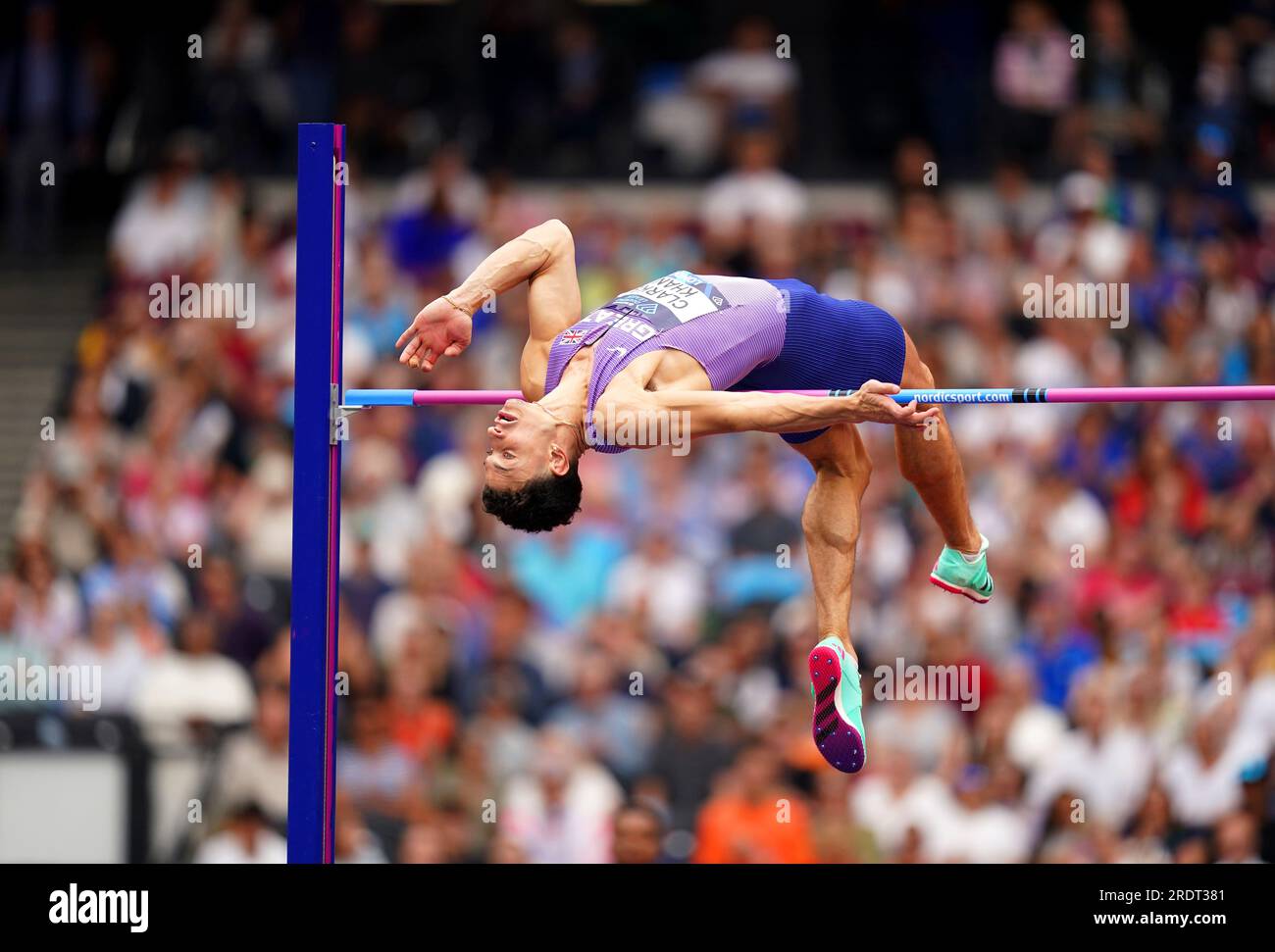 Joel Clarke-Khan in action as he competes in the Men's High Jump Final ...