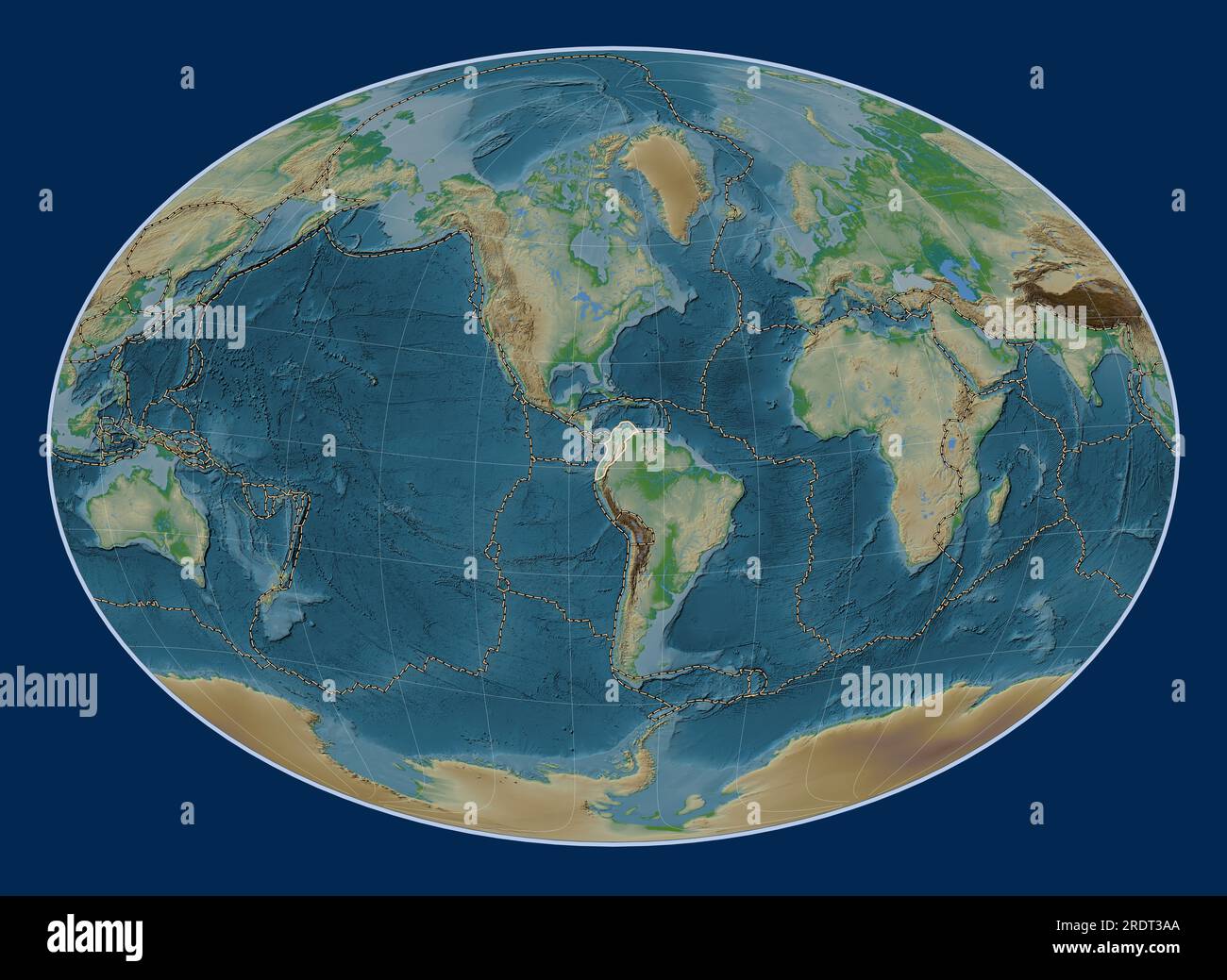 North Andes tectonic plate on the physical elevation map in the Fahey ...