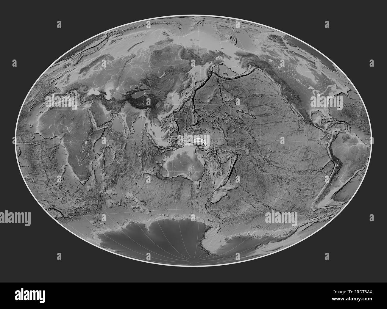 North Bismarck tectonic plate on the grayscale elevation map in the ...