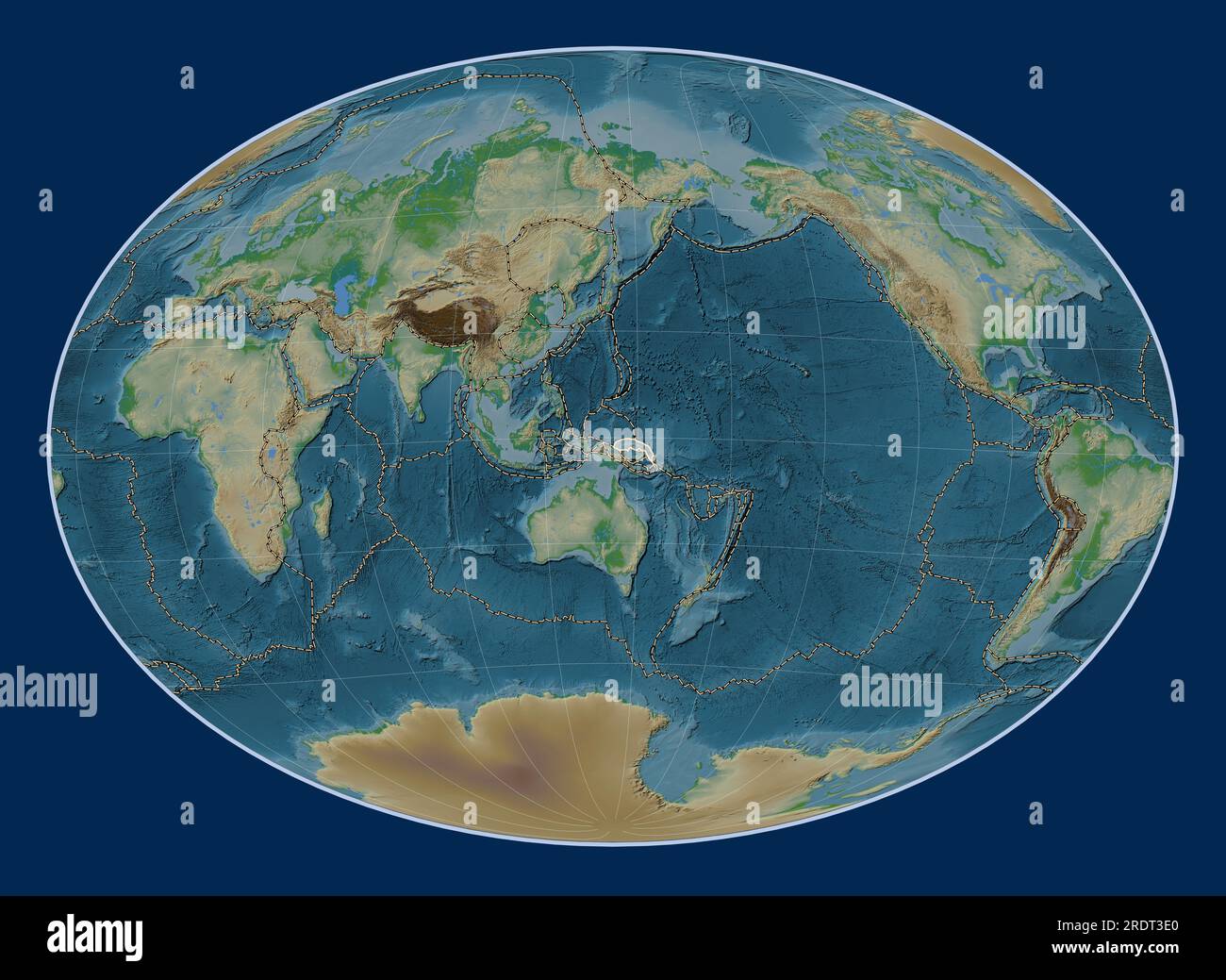 North Bismarck tectonic plate on the physical elevation map in the ...