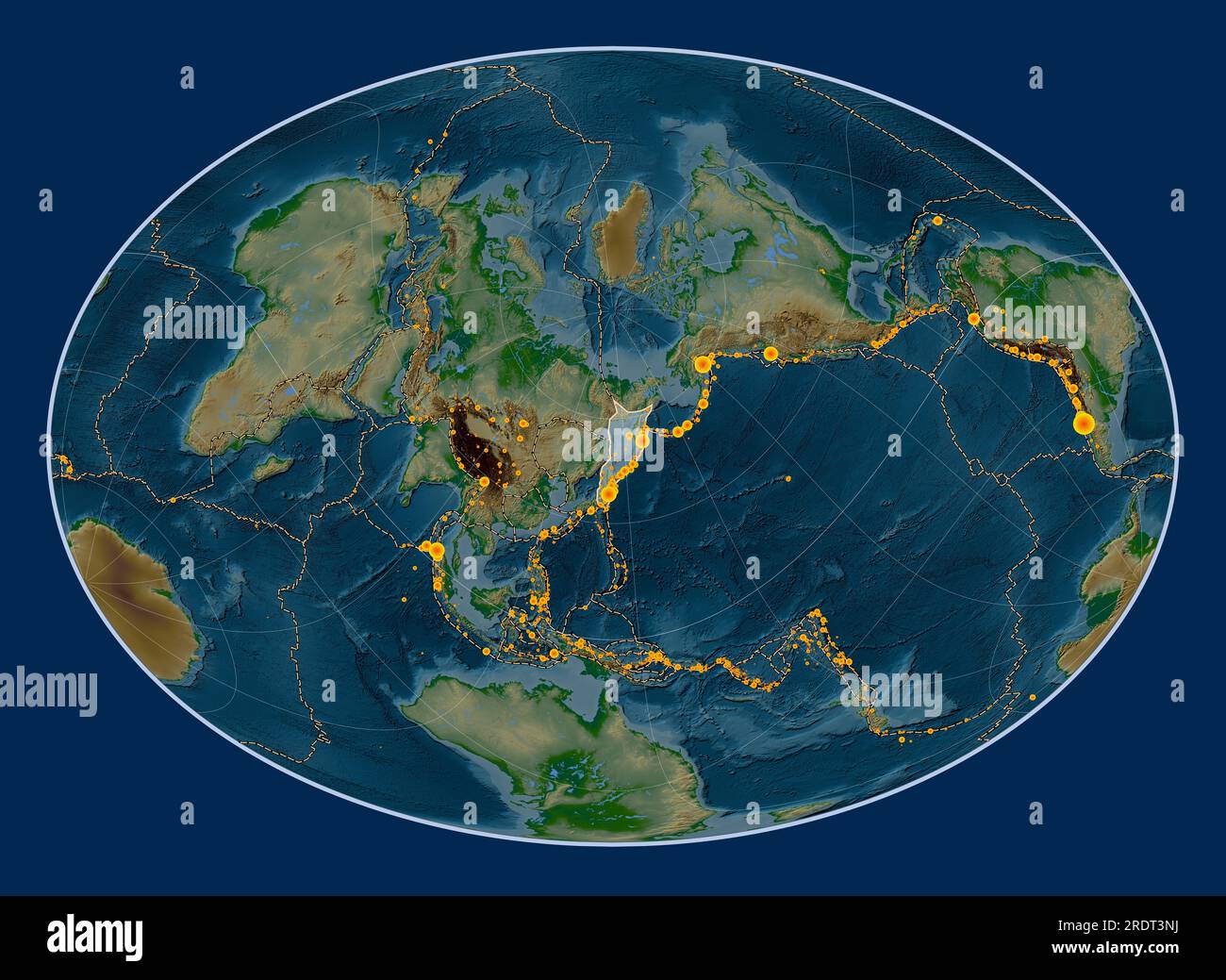Okhotsk Tectonic Plate On The Physical Elevation Map In The Fahey Oblique Projection Centered