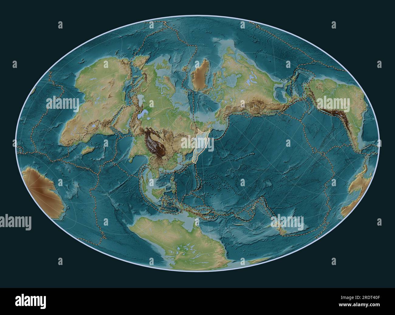 Okhotsk Tectonic Plate On The Wiki Style Elevation Map In The Fahey Oblique Projection Centered