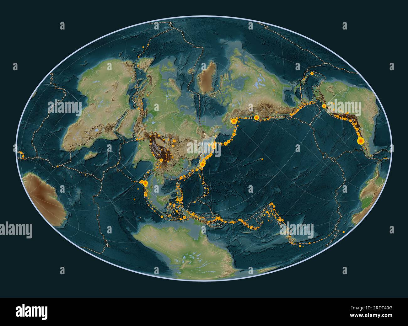 Okhotsk Tectonic Plate On The Wiki Style Elevation Map In The Fahey Oblique Projection Centered