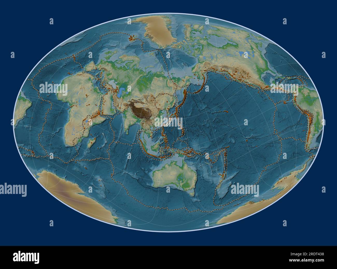 Okinawa Tectonic Plate On The Physical Elevation Map In The Fahey Oblique Projection Centered