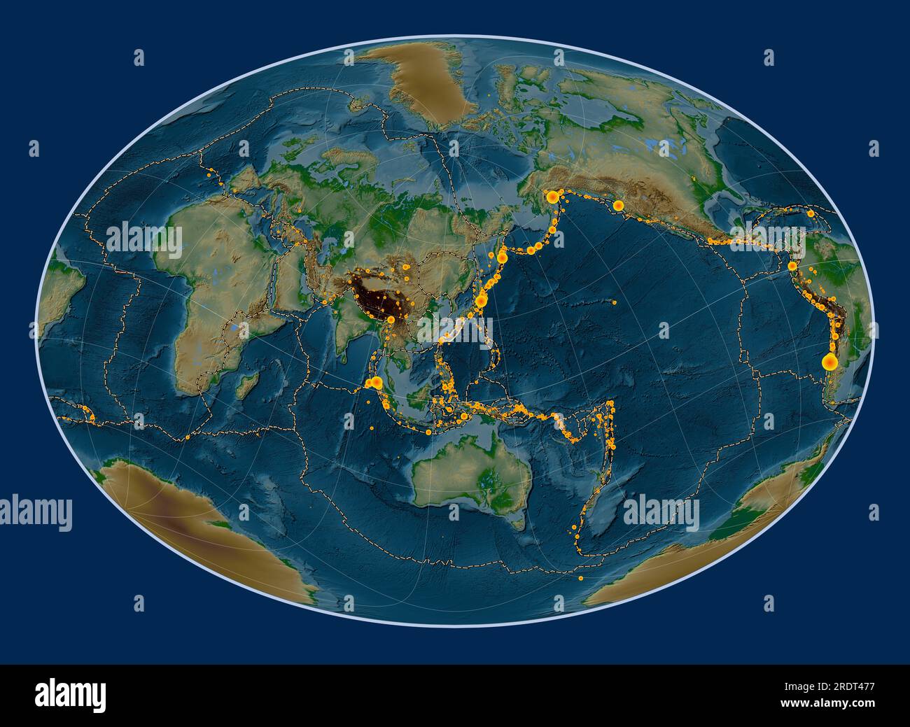 Okinawa tectonic plate on the physical elevation map in the Fahey ...