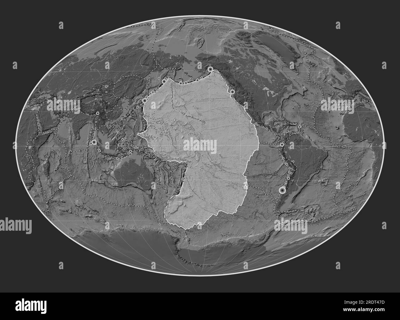 Pacific tectonic plate on the bilevel elevation map in the Fahey ...
