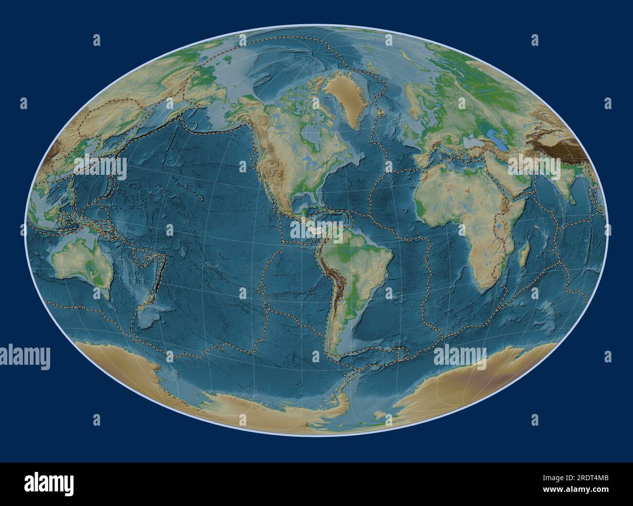 Panama tectonic plate on the physical elevation map in the Fahey ...