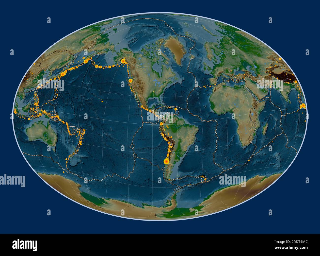 Panama tectonic plate on the physical elevation map in the Fahey ...
