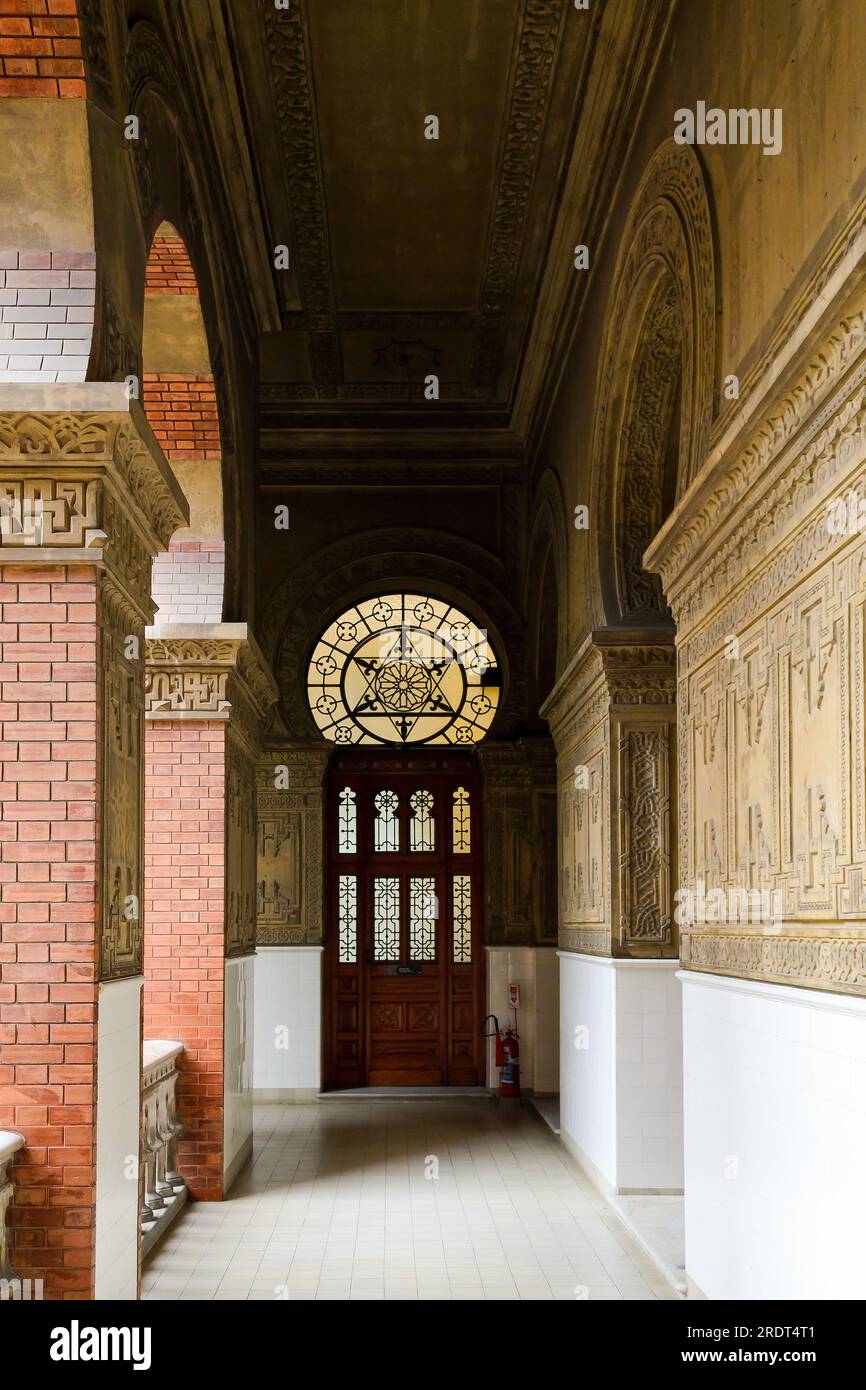 Columns, door and glass skylight part of the interior architecture in ...
