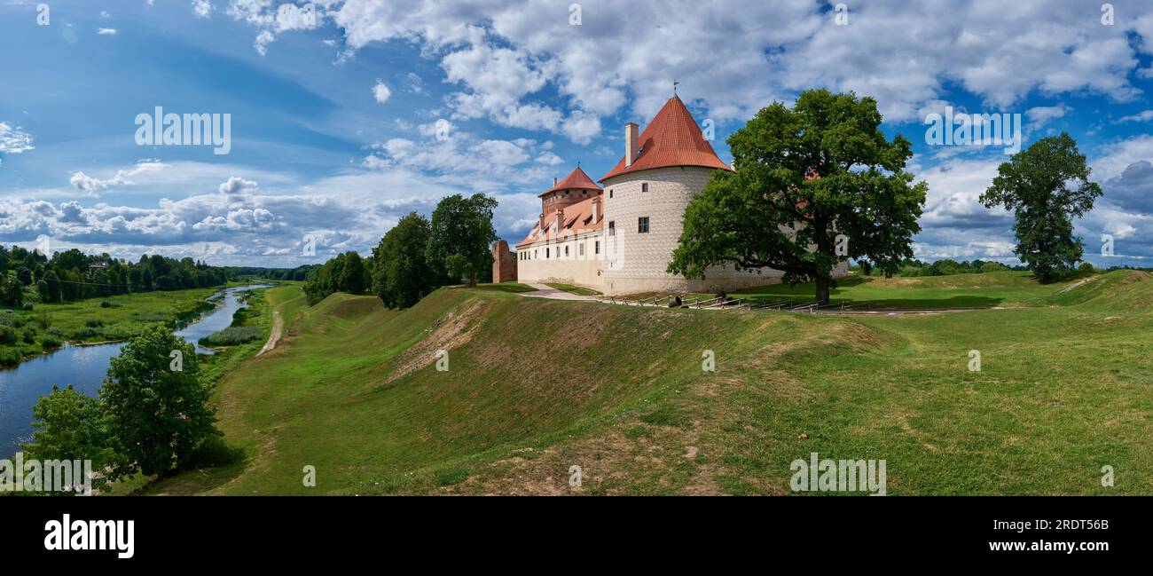 Panoranic view of latvian tourist landmark attraction - ruins of ...