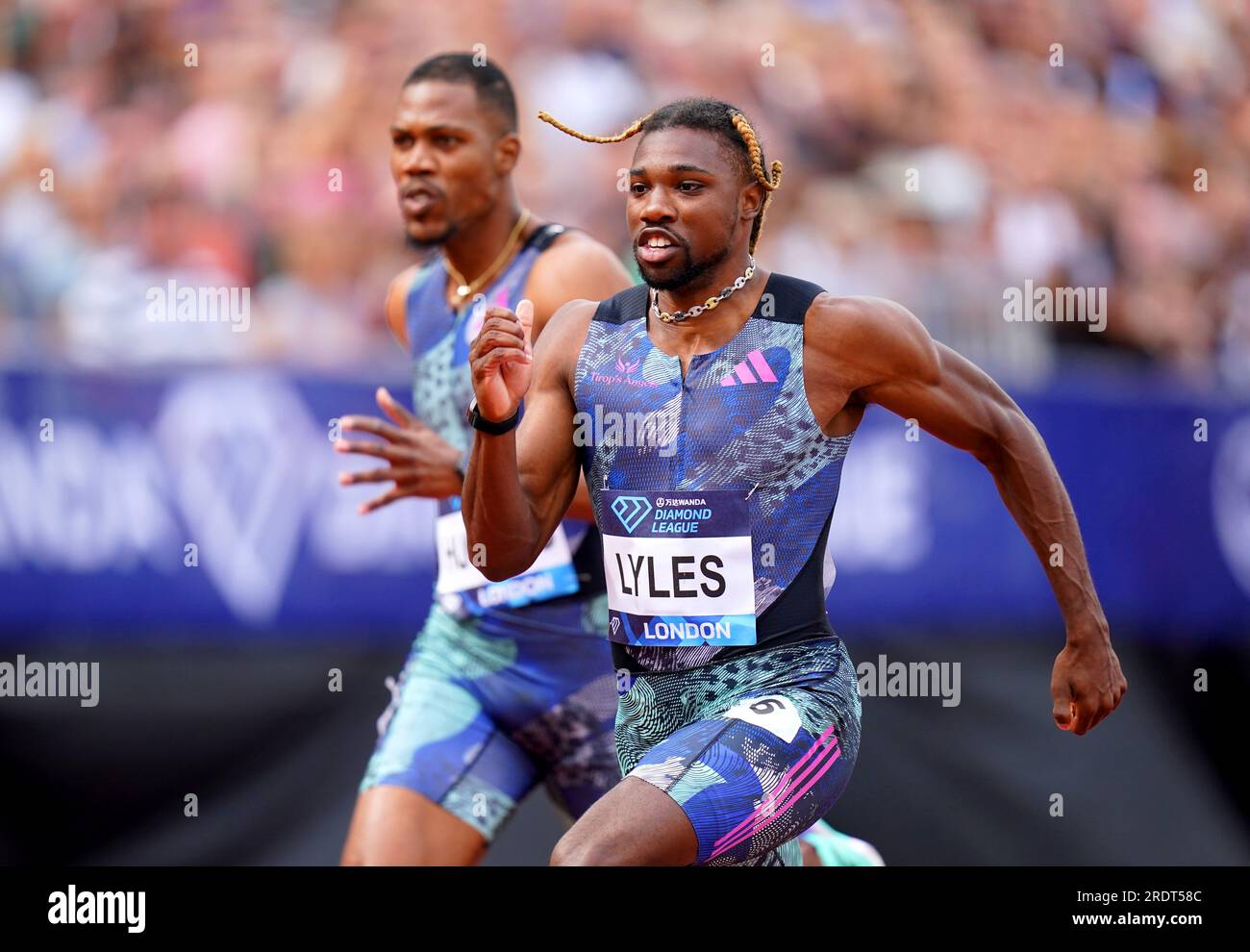 Noah Lyles in action as he competes in the Men's 200m Final during The ...