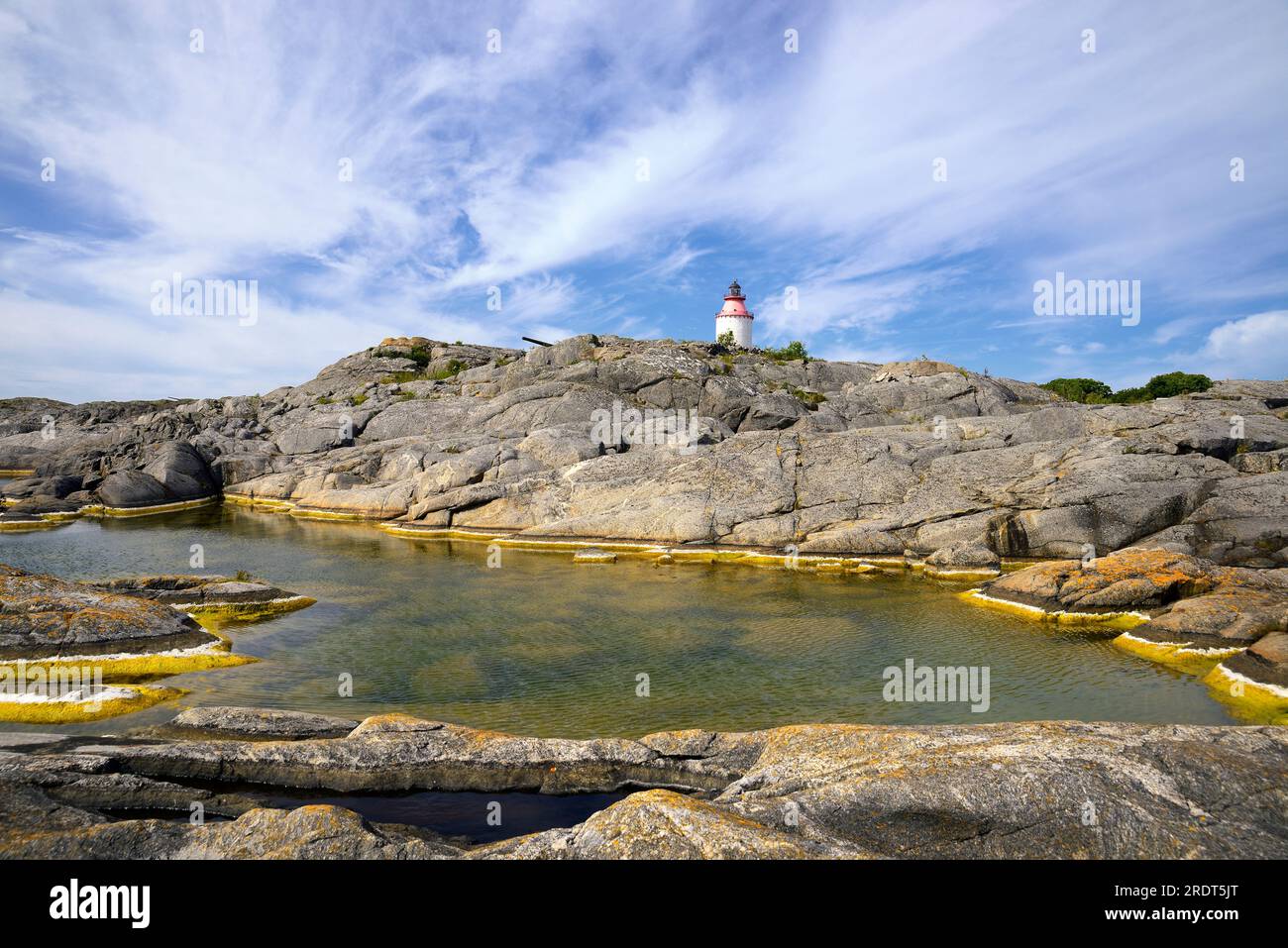 Lighthouse in Swedish village Landsort on the island of Oja Stock Photo ...