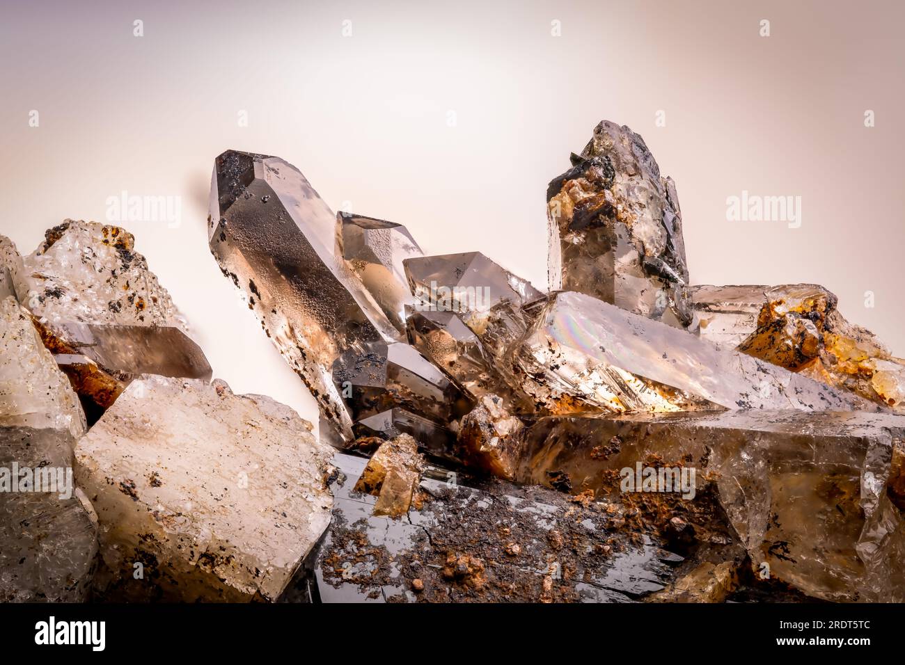 smoky quartz. macro detail texture background. close-up raw rough ...