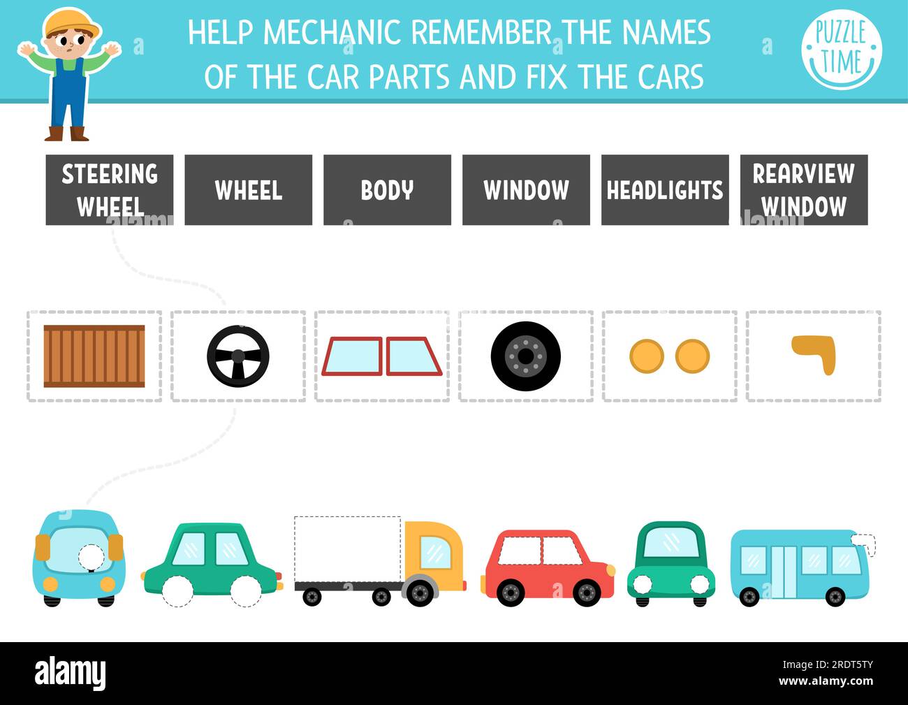 Transportation matching activity with cute transport and missing parts ...