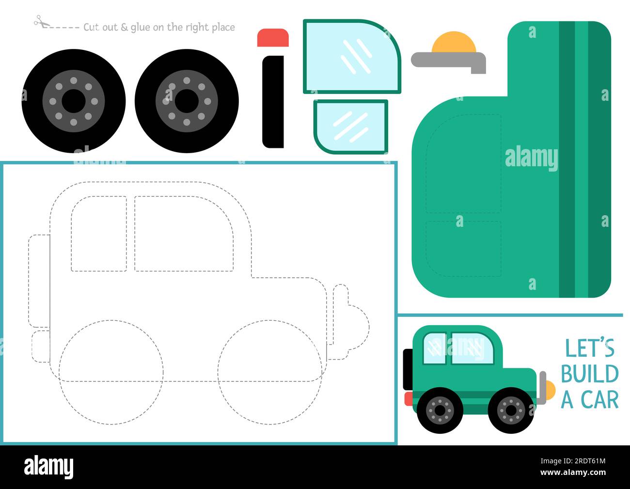 Lets build a car cut and glue activity. Transportation educational ...