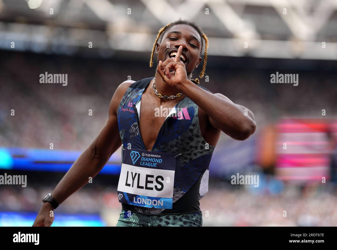 Noah Lyles of the USA after winning the Men's 200m during The London ...