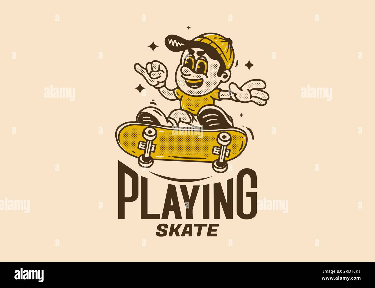 Playing skate, Mascot character design of a boy on a skateboard Stock ...
