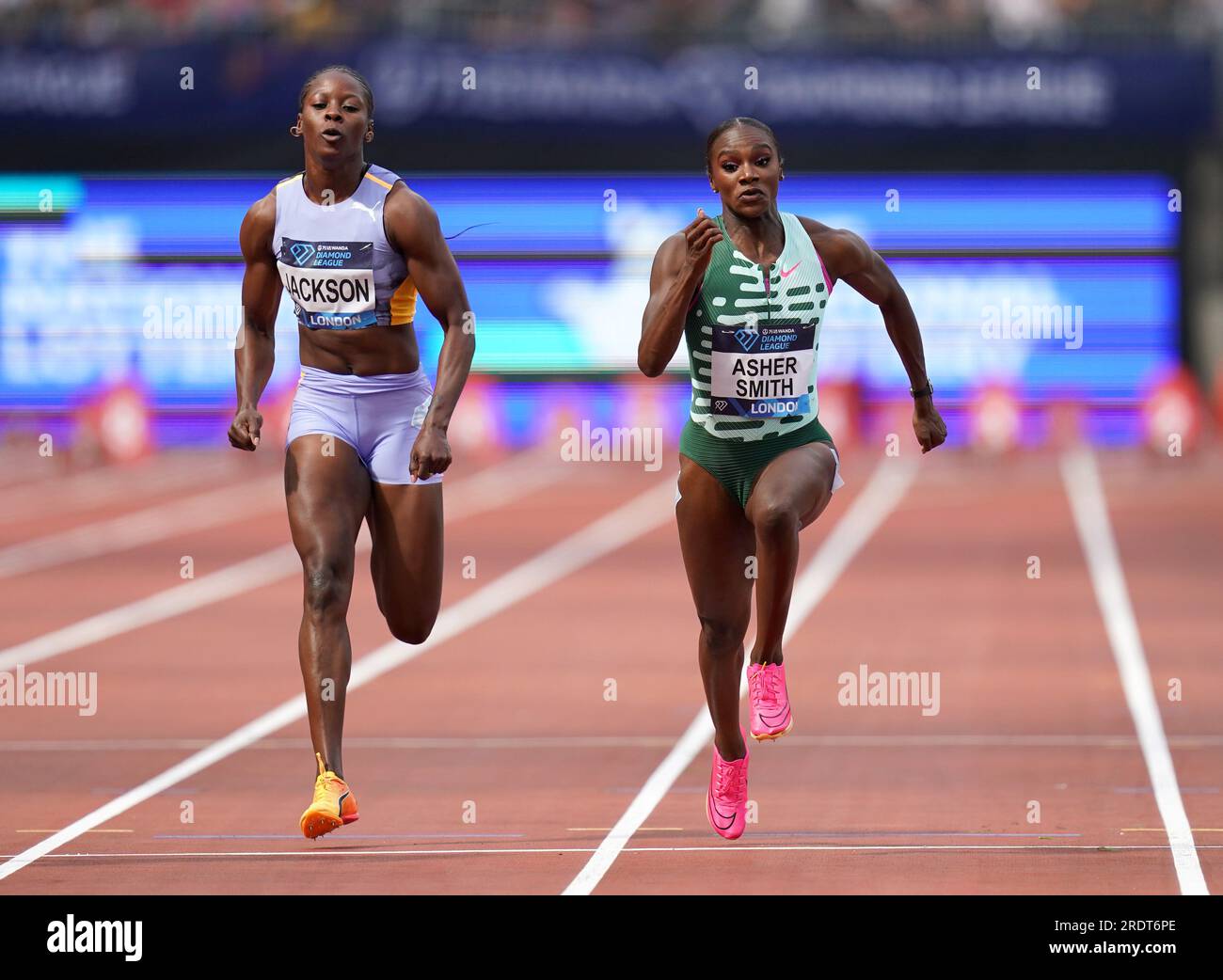 Shericka Jackson of Jamaica and Dina Asher-Smith of Great Britain in ...