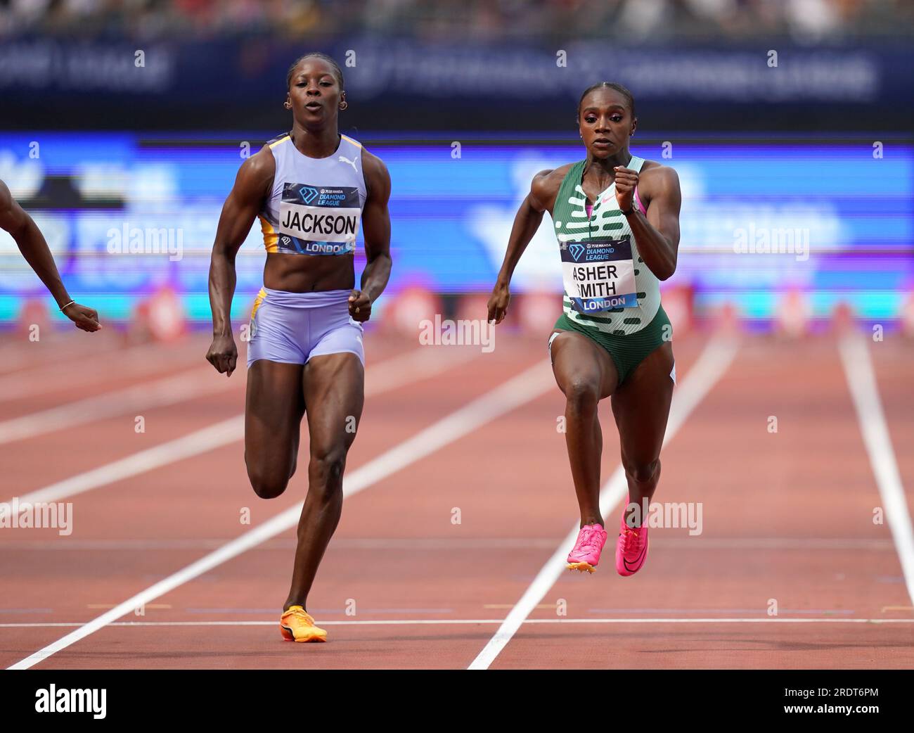 Shericka Jackson of Jamaica and Dina Asher-Smith of Great Britain in ...