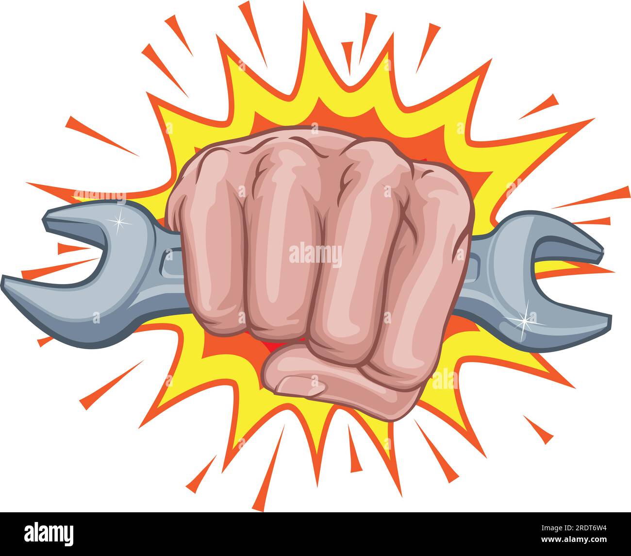 Spanner Wrench Fist Hand Explosion Pop Art Cartoon Stock Vector Image ...