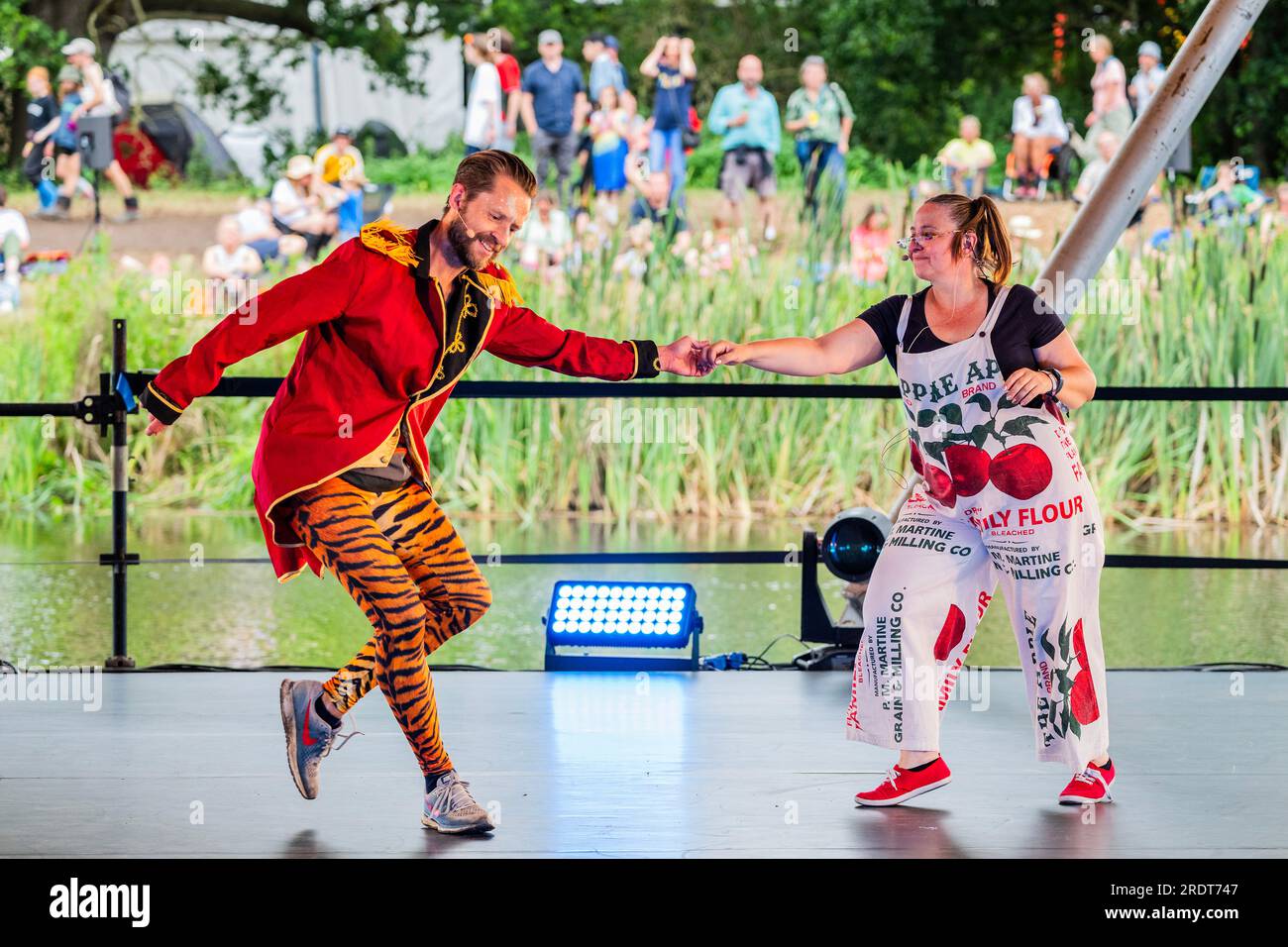 Henham Park, Suffolk, UK. 23rd July, 2023. Swing Patrol engage the ...