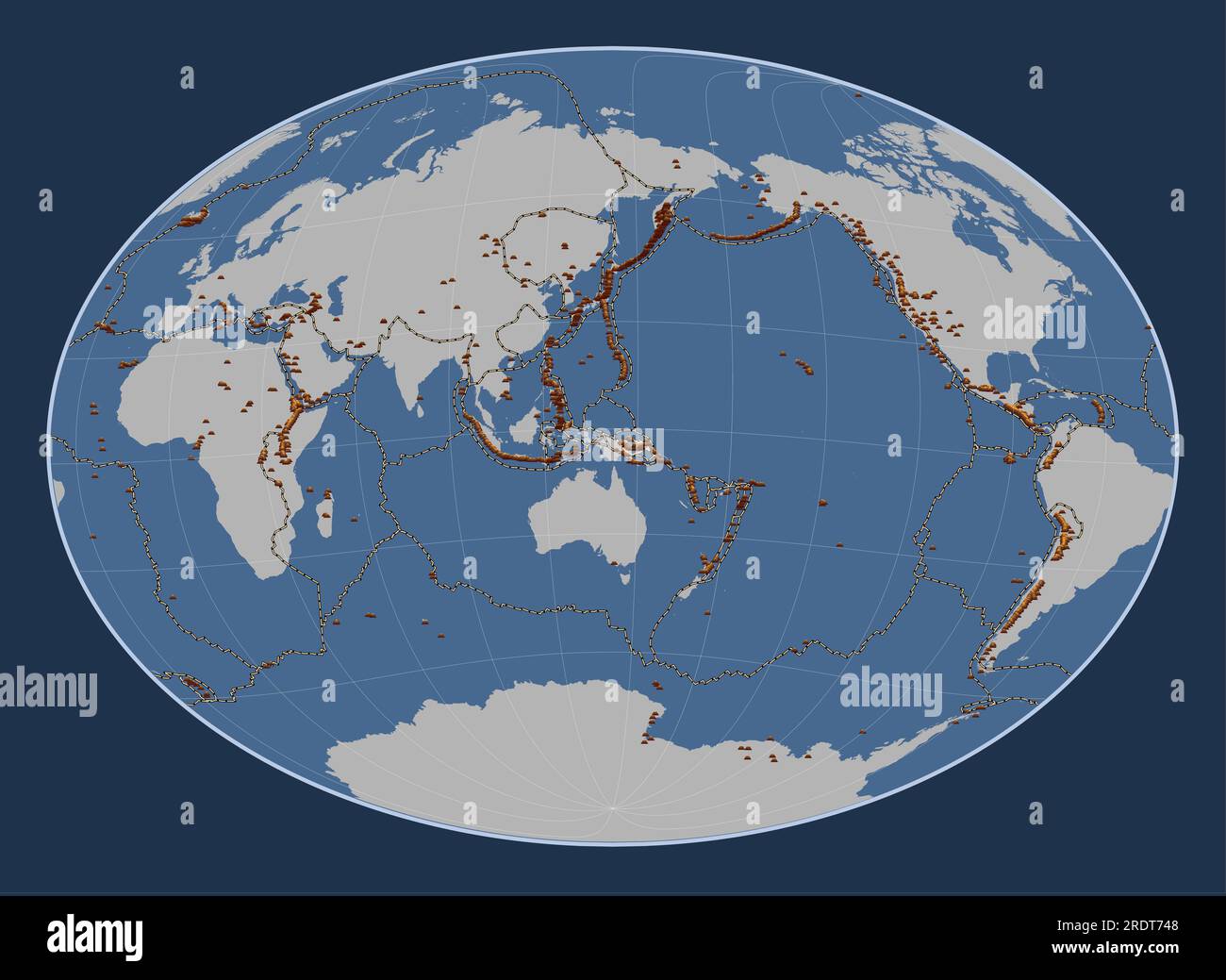 South Bismarck tectonic plate on the solid contour map in the Fahey ...