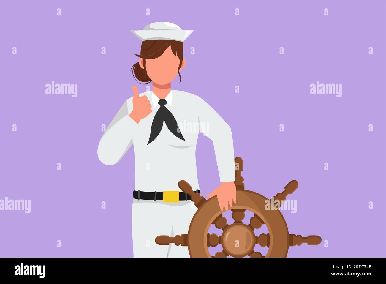 Character flat drawing bravery sailor woman with thumbs up gesture ...