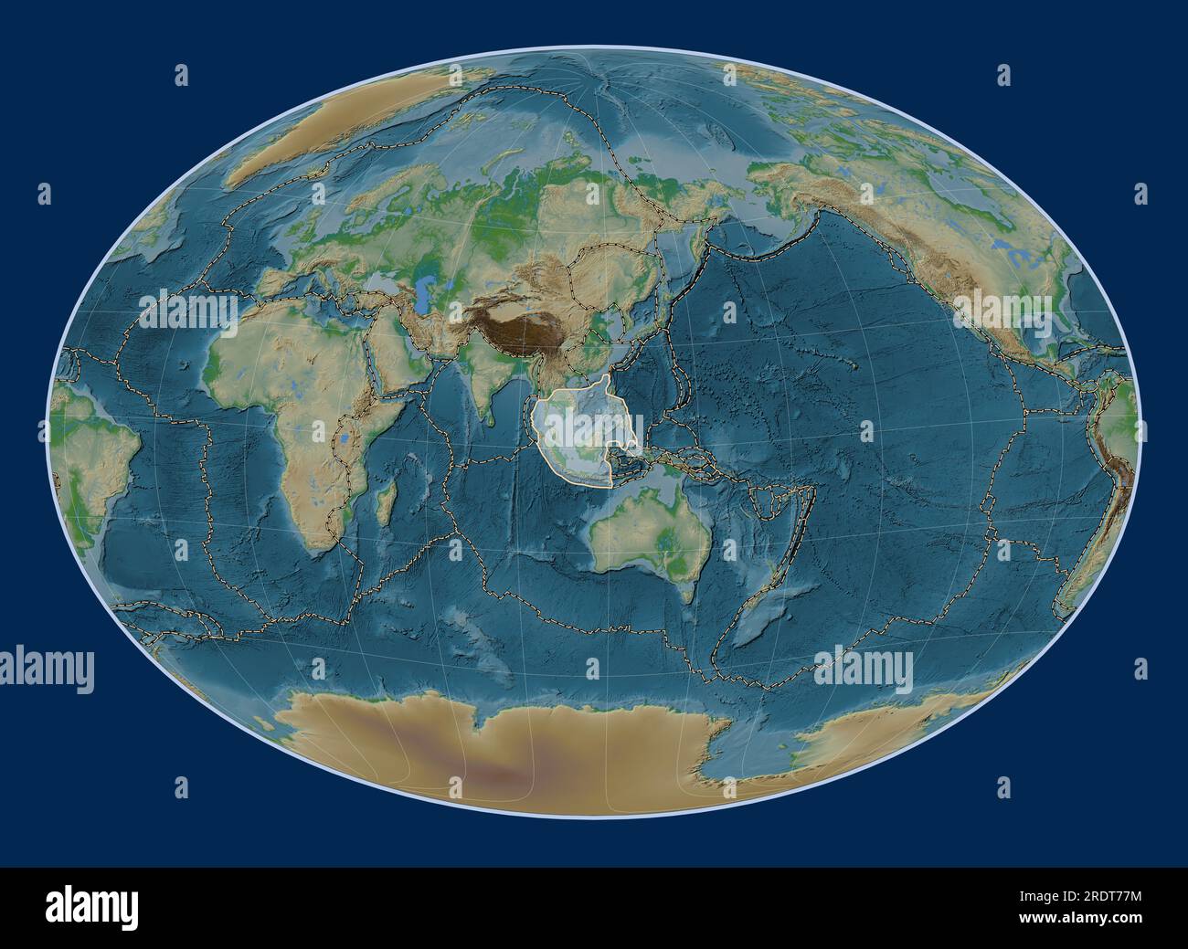 Sunda tectonic plate on the physical elevation map in the Fahey Oblique ...
