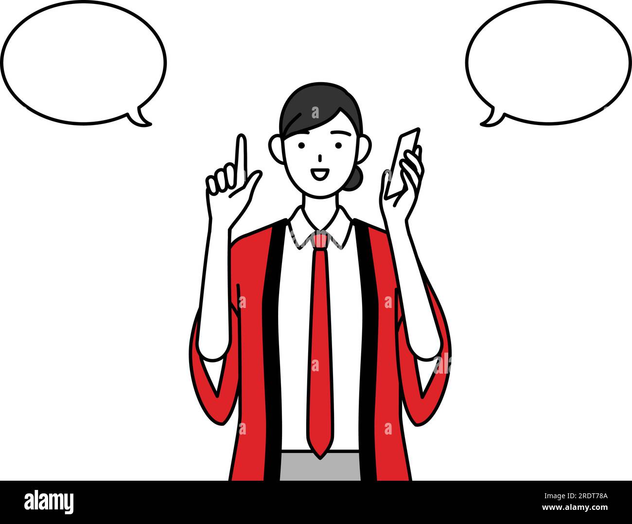 Woman wearing a red happi coat pointing while on the phone, Vector ...