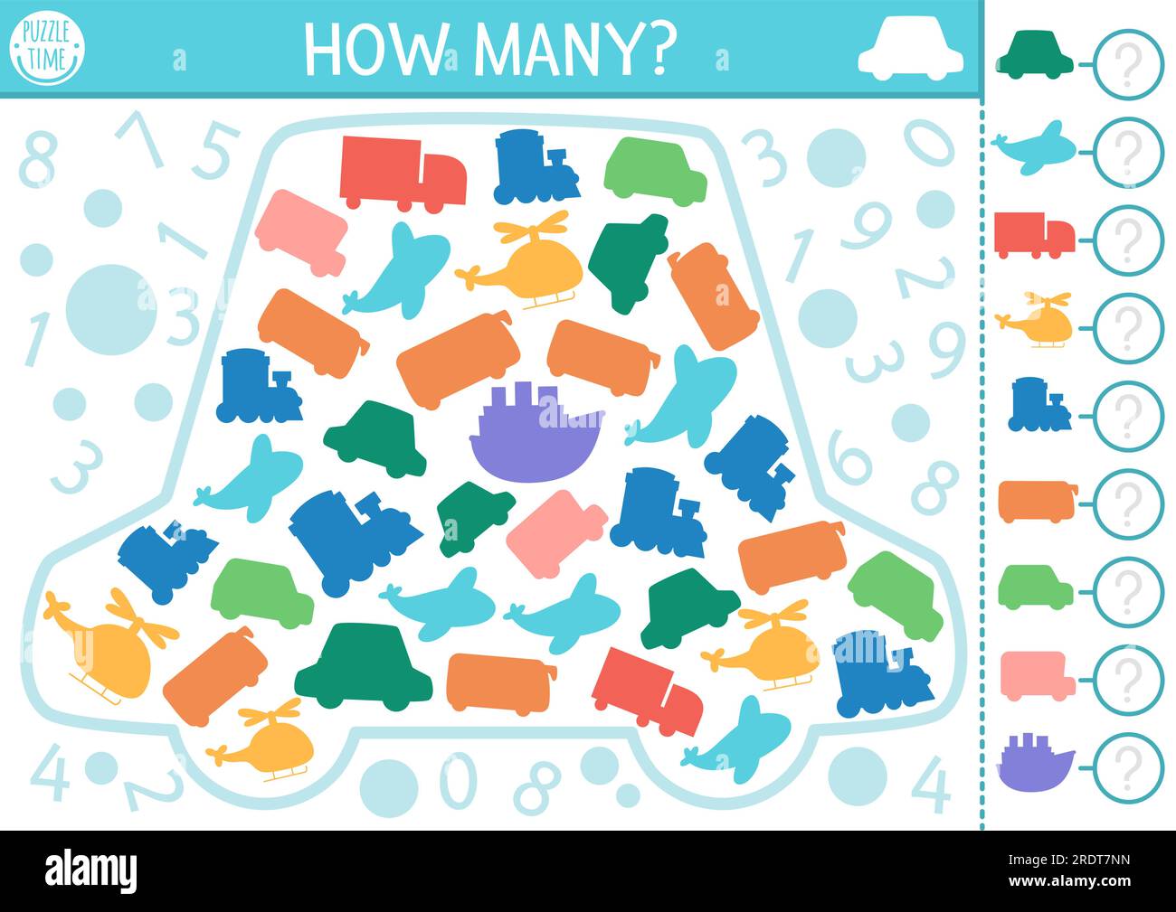 Transportation I spy game for kids in vehicles shape. Searching and ...
