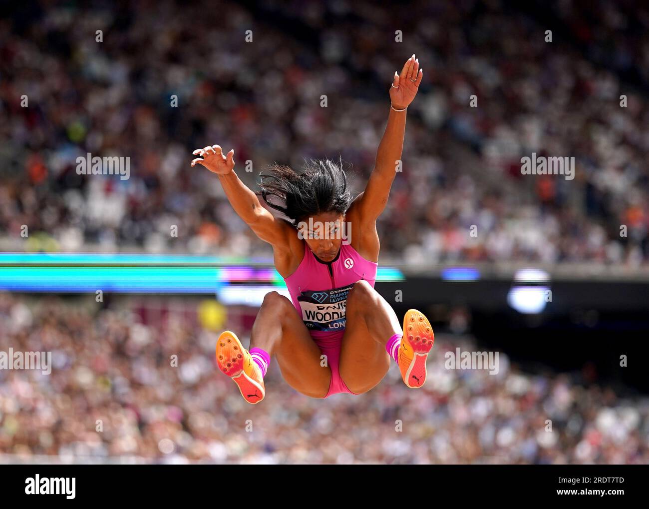 Tara Davis-Woodhall in action as she competes in the Women's Long Jump ...