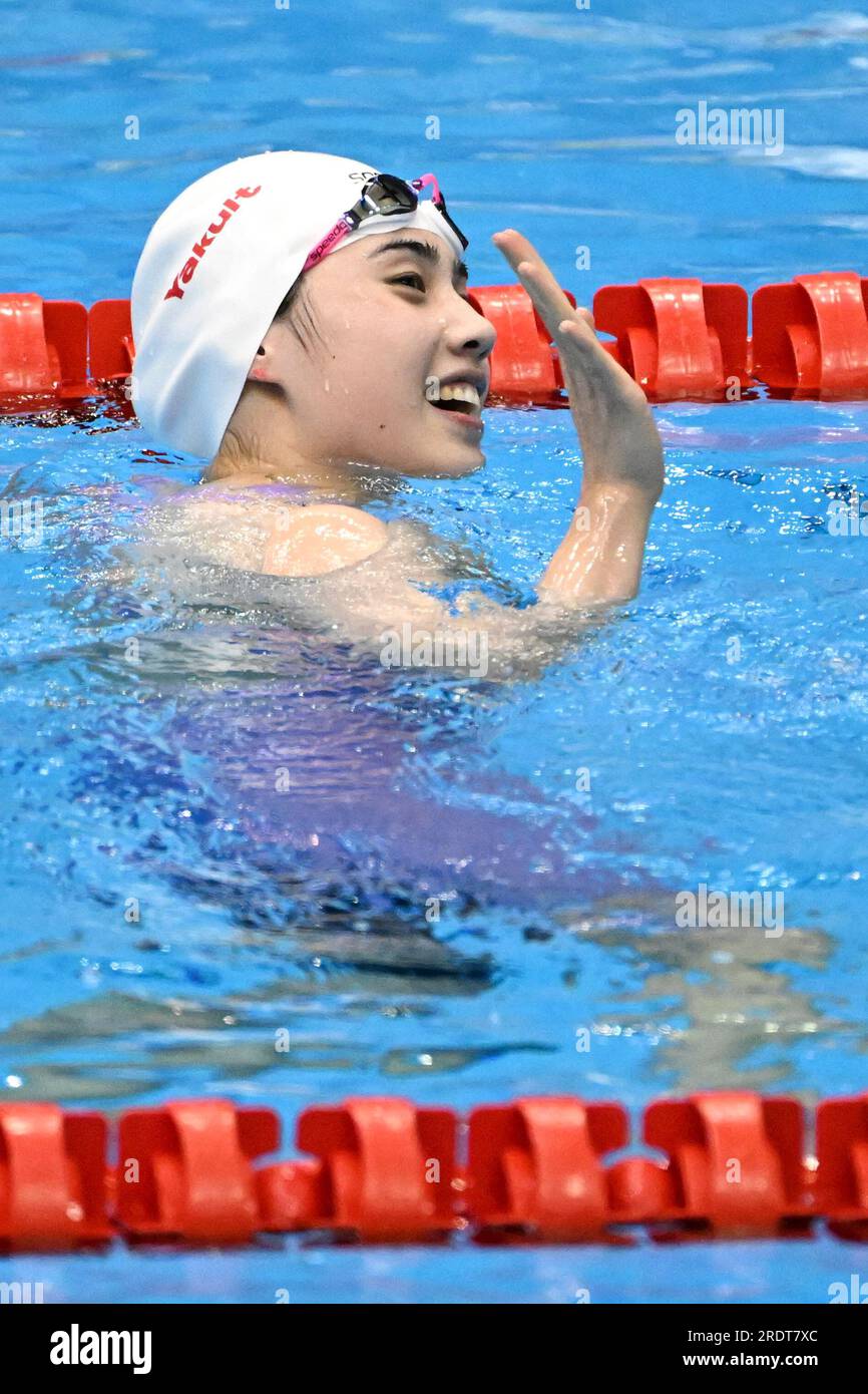 Fukuoka, Japan. 23rd July, 2023. Zhang Yufei of China reacts after the ...