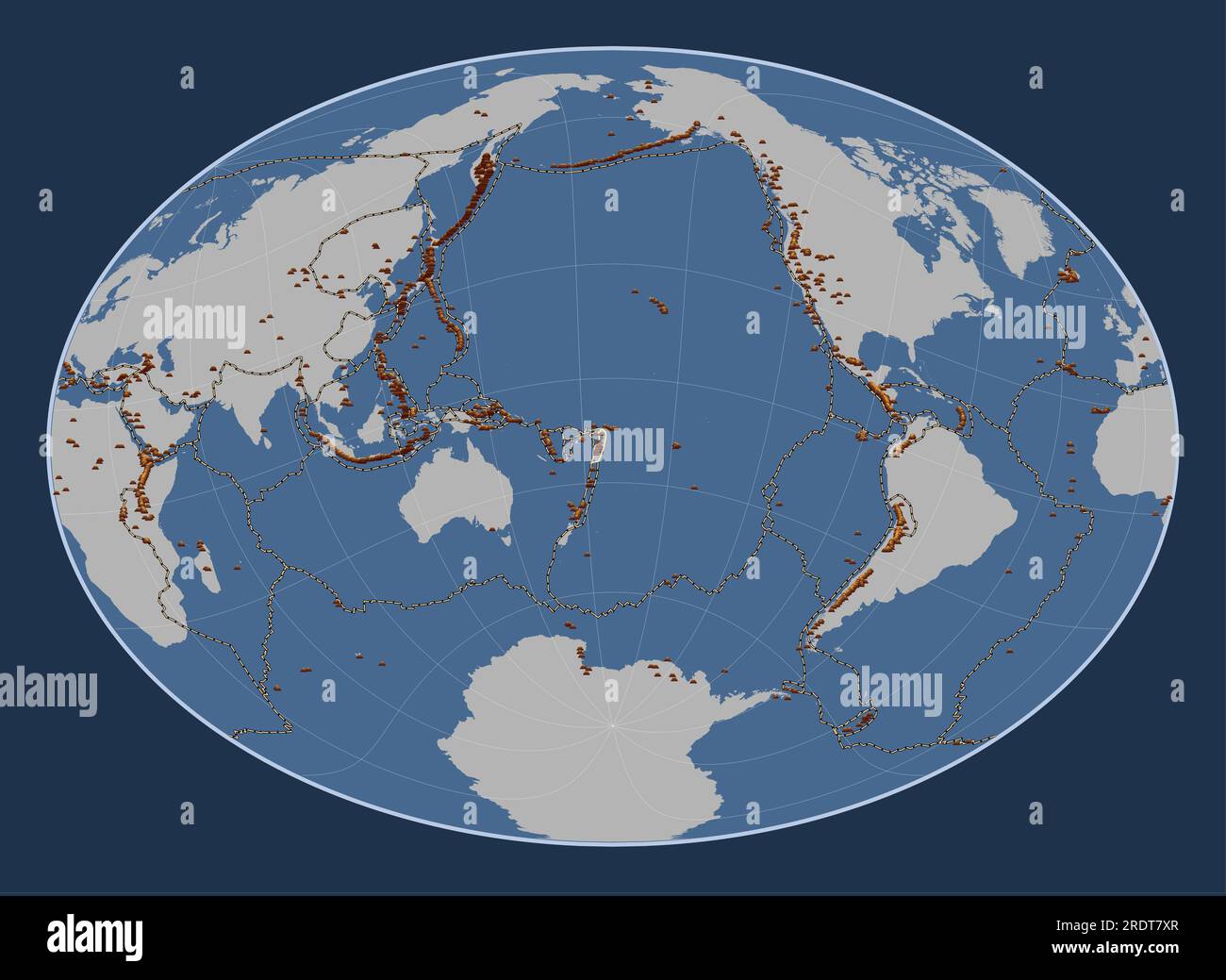 Tonga Tectonic Plate On The Solid Contour Map In The Fahey Oblique Projection Centered