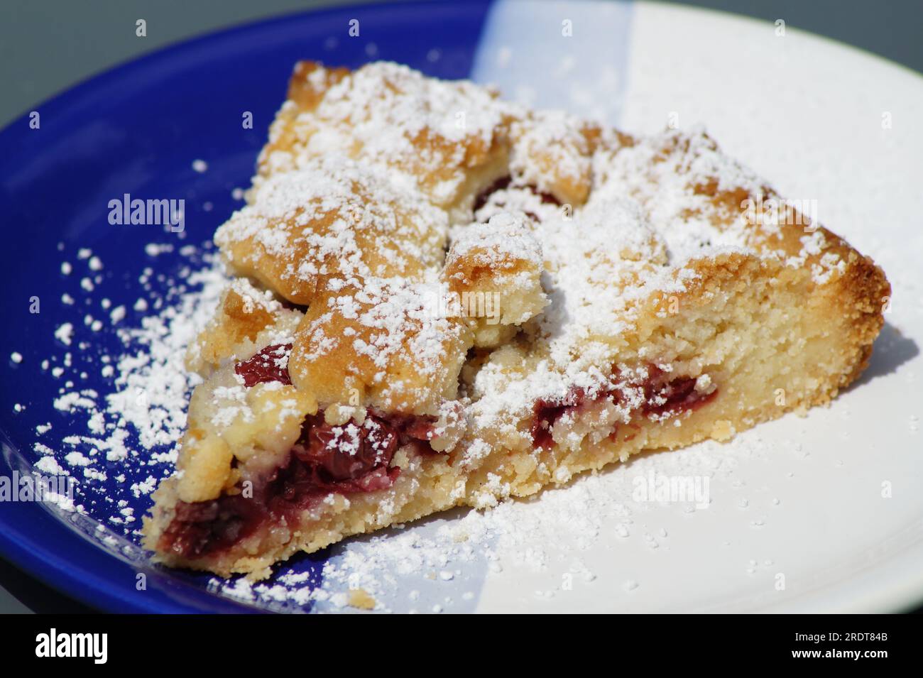 delicious homemade cherry crumble cake Stock Photo - Alamy
