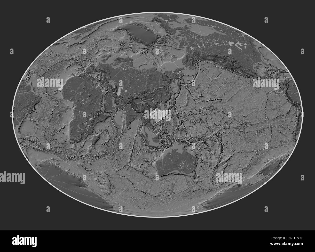 Yangtze Tectonic Plate On The Bilevel Elevation Map In The Fahey Oblique Projection Centered